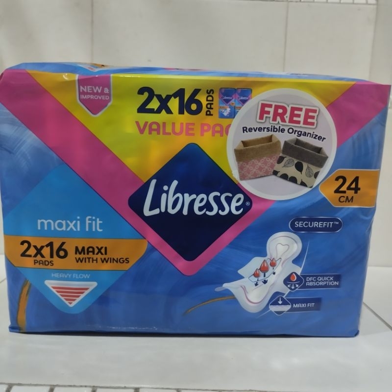 Libresse Maxi Fit (2 x 16 pads Maxi with wings) 24cm 【Free Reversible ...