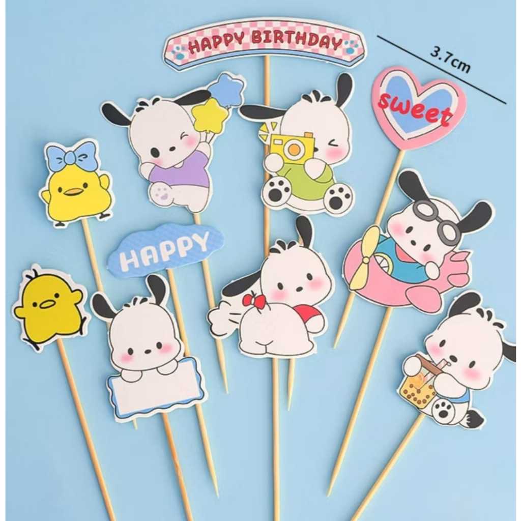 Pacha Dog/melody/kuromi Cake Decoration toppers decoration card set ...