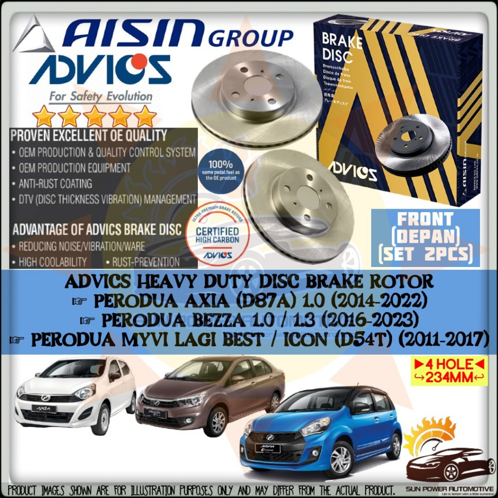 AISIN ADVICS Heavy Duty Perodua Axia / Bezza / Myvi Lagi Best / Icon ...