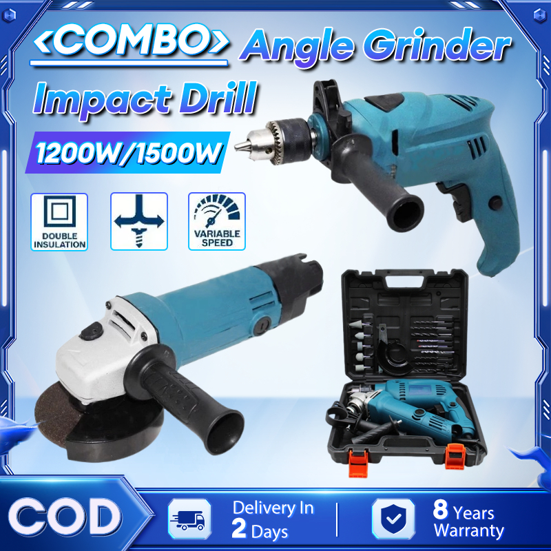 Angle Grinder & Impact Drill 2 in 1 Combo Set With Accessories 角磨机 冲击钻 ...