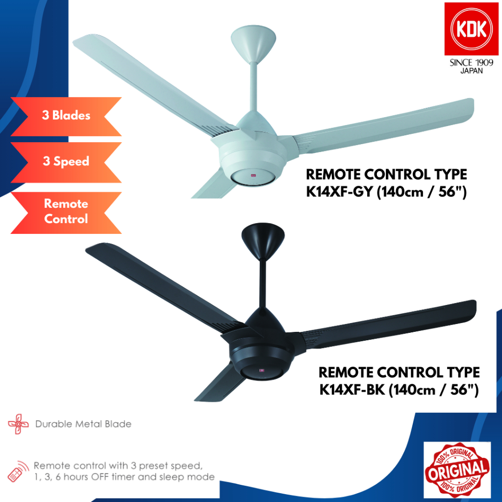 KDK K14XF-GY / K14XF-BK KIPAS SILING CEILING FAN 3 BLADES WITH REMOTE ...