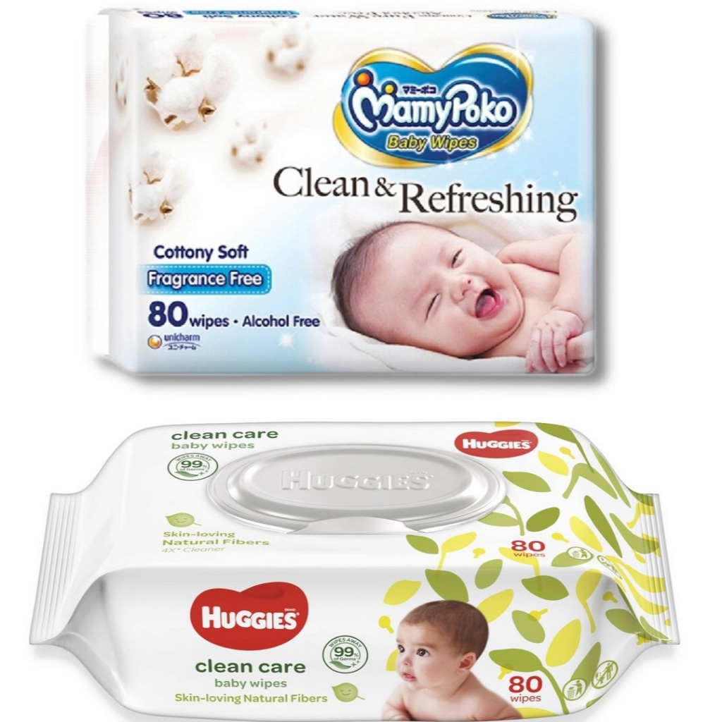 MamyPoko Baby Wipes Cottony Soft Non-Fragrance (80's)/Huggies Baby ...