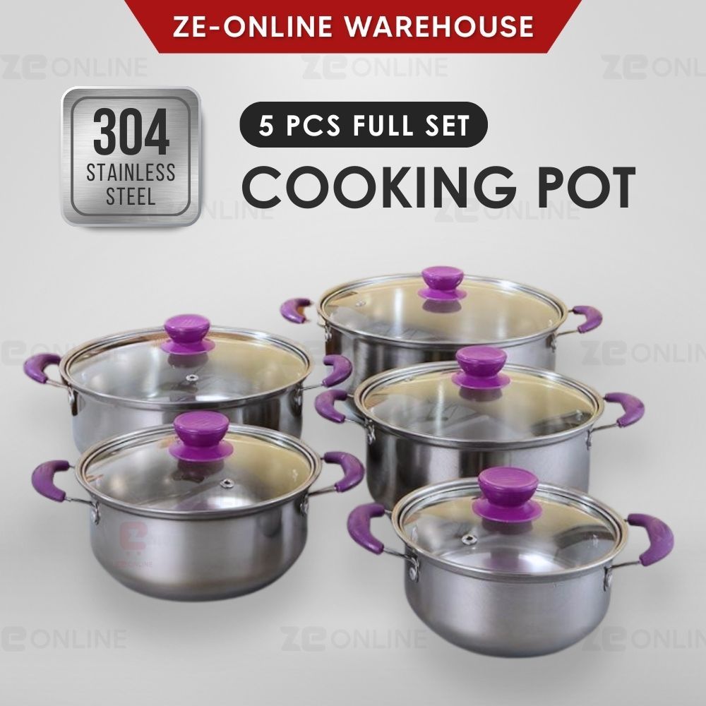 10PCS Stainless Steel Pot Set With Insulated Handle/Periuk Murah ...