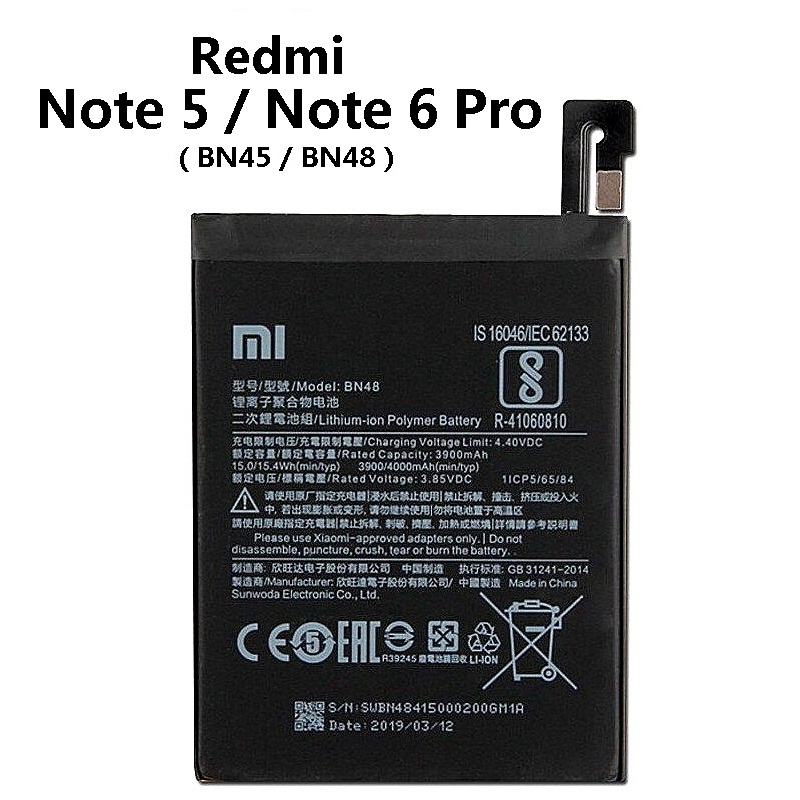 Xiaomi Redmi Note 6 Pro / Note 5 ( Model BN48 BN45 ) Battery Note6 Pro ...