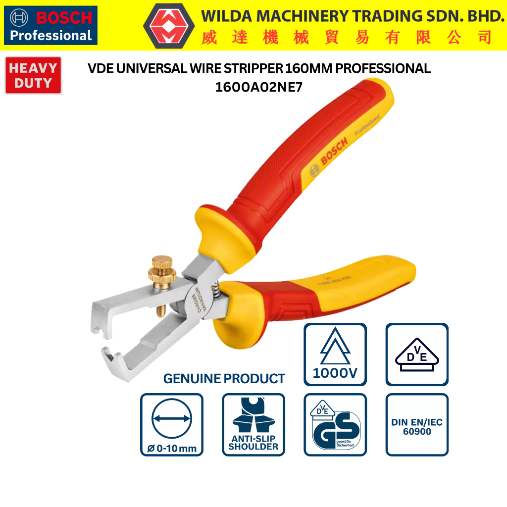 BOSCH VDE Universal wire stripper 160mm | 1600A02NE7 | WILDA MACHINERY ...
