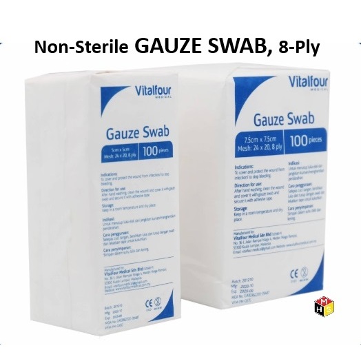 [HIGH QUALITY] GAUZE SWAB 8-PLY MESH 24x20 NON-STERILE (100s/Pack ...