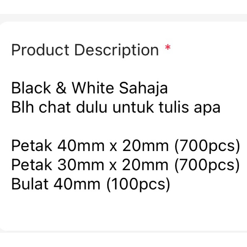 Custom Label Sticker Siap Print | Shopee Malaysia