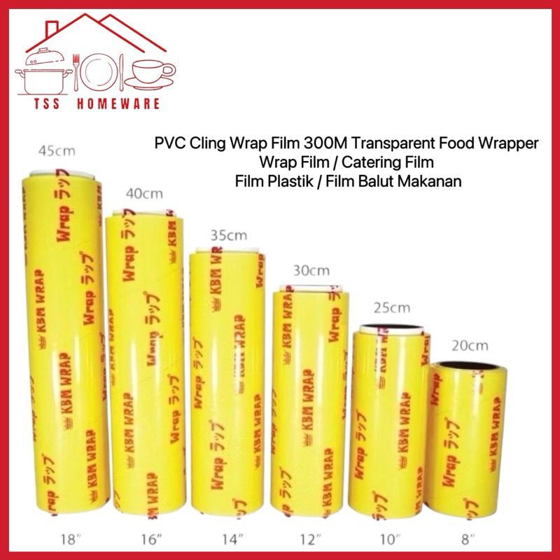 PVC Cling Film (300m) Transparent Food Wrapper | Catering Film | Food ...