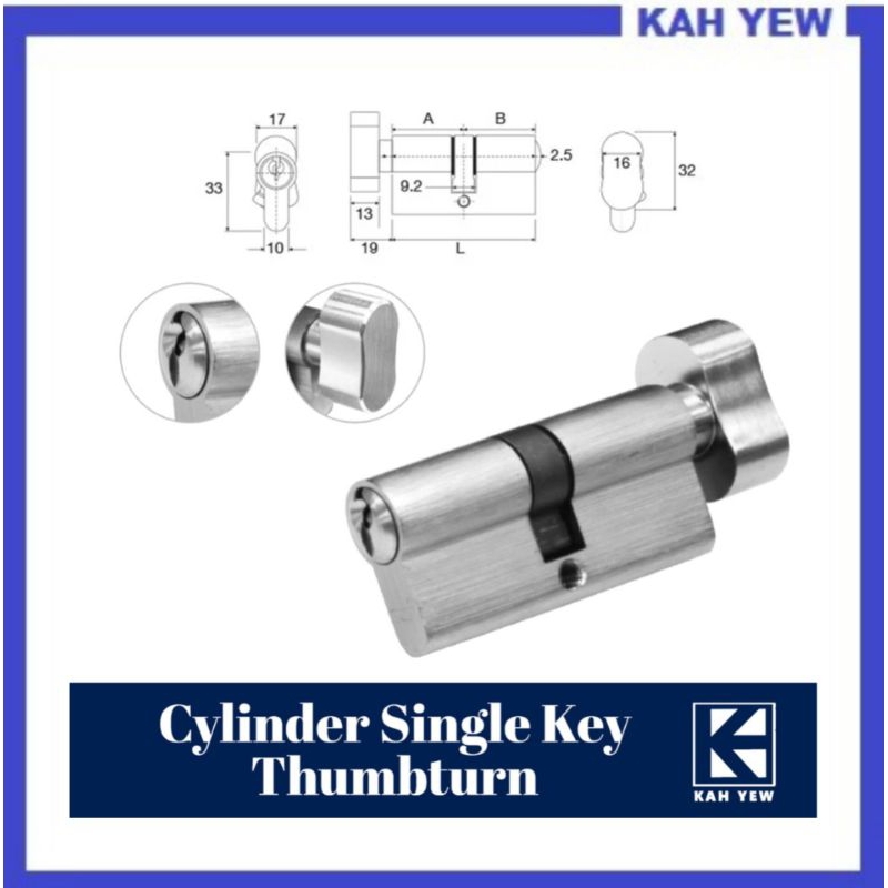 VSP 70mm Cylinder Single Key/Thumbturn Lock | Shopee Malaysia