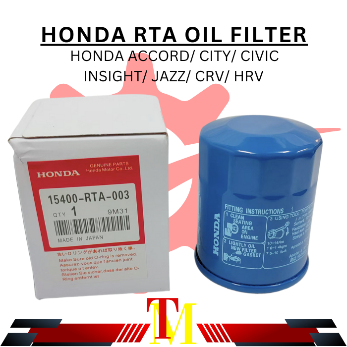 HONDA OIL FILTER 15400-RTA-003 - HONDA ACCORD/ CITY/ CIVIC/ INSIGHT/ JAZZ/ CRV/ HRV (blue ...