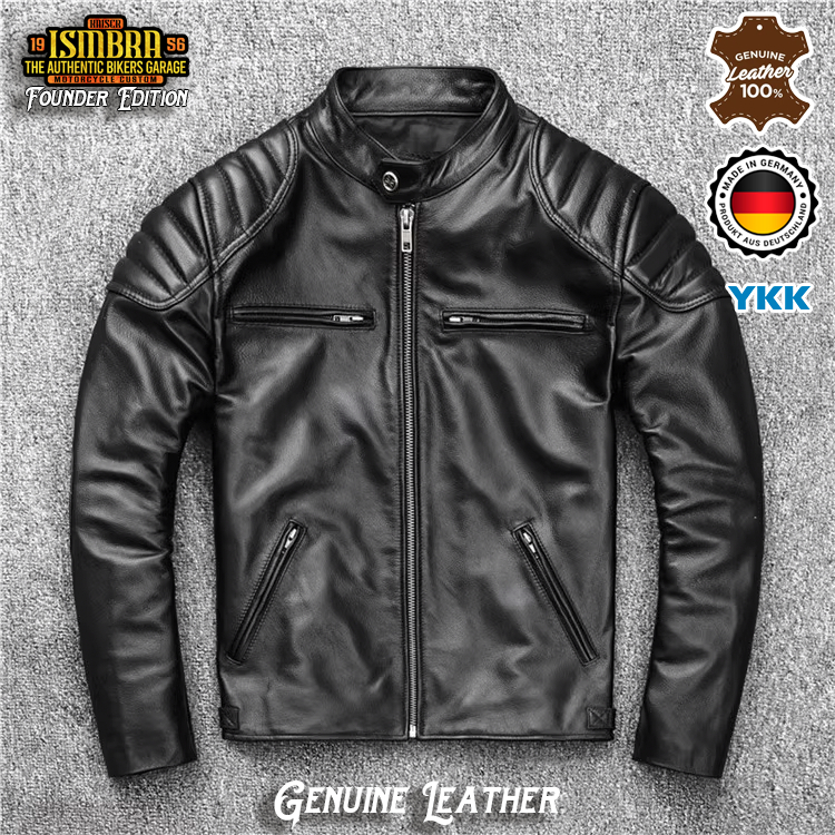 Original Leather Biker Jacket - Top Layer Treated Cowhide (Motorcycle ...