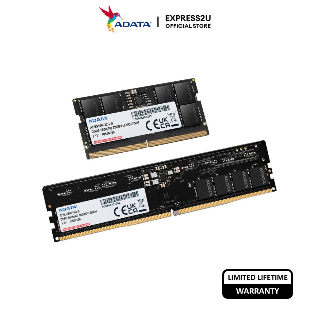 ADATA RAM DDR5/SO-DDR5 5600 U-DIMM/SO-DIMM (8GB/16GB/32GB) | Shopee ...
