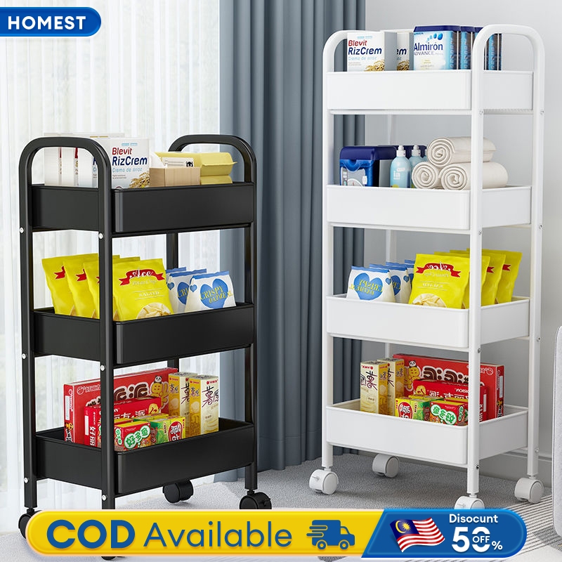 HM Multifunction Storage Trolley Rack Kitchen Rack Bathroom Rack Book ...