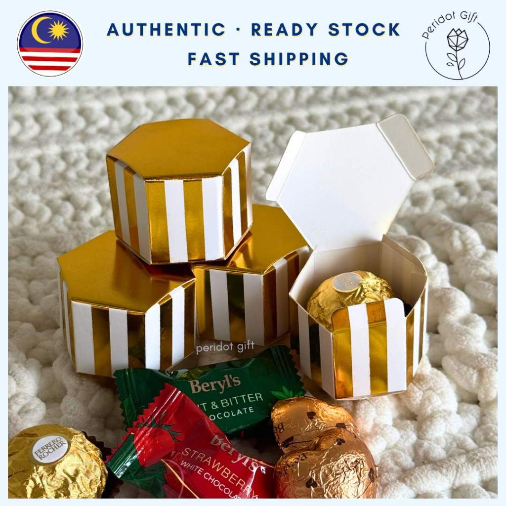 Gold Hex Box - (BOX only) Chocolate Coklat Halal Doorgift Wedding ...