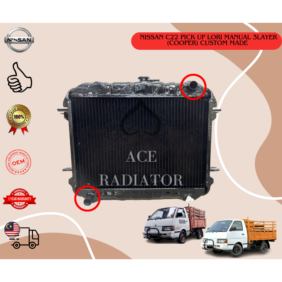NISSAN C22 PICK UP LORI OEM RADIATOR ASSY MANUAL 3ROW PA48 (COOPER ...