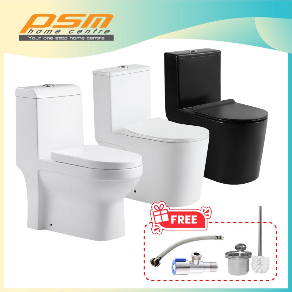 Bathroom Toilet Bowl WC One Piece Wash Down Strong Flushing White ...