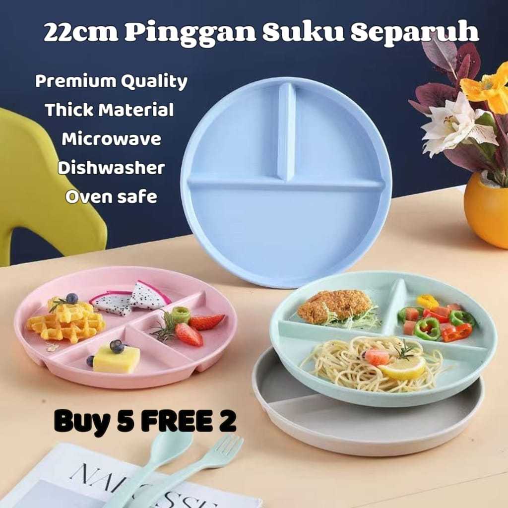 22cm Plastik Pinggan Suku Separuh Diet/Diet Plate/Pinggan Diet/Pinggan ...