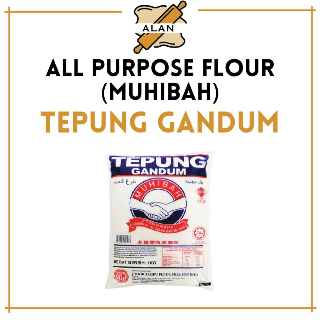 【CAP MUHIBAH】TEPUNG GANDUM | ALL PURPOSE FLOUR | 特级面粉 1KG | Shopee Malaysia