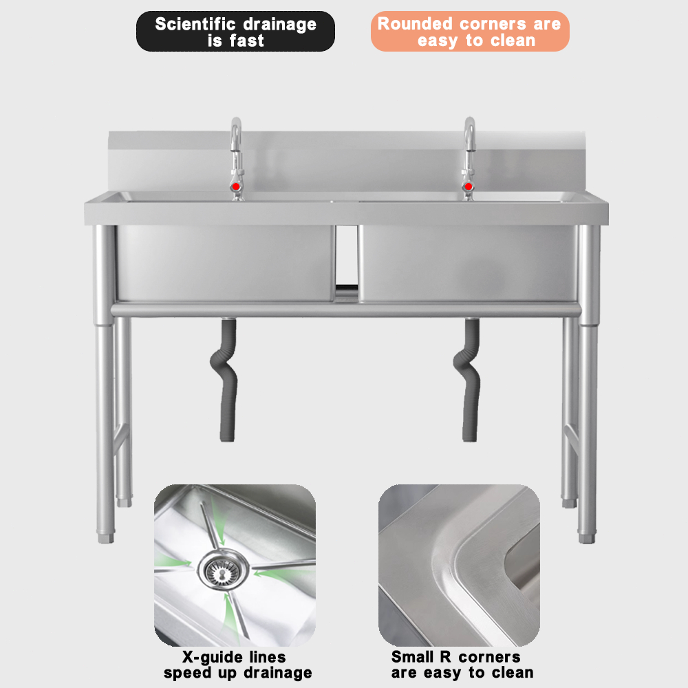 Stainless Steel Single / Double Bowl Sink With Platform Handmade ...
