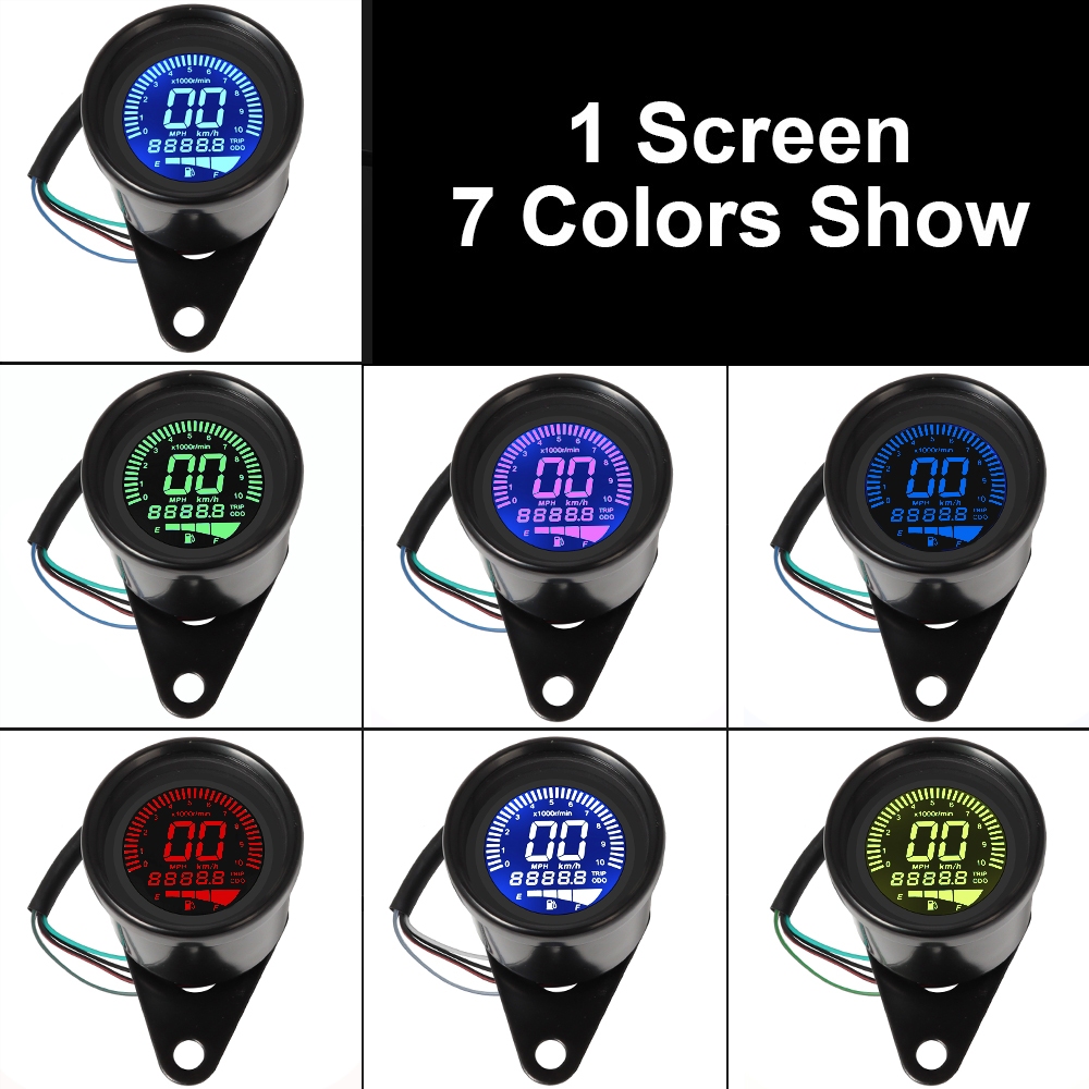 LCD Universal digital Motorcycle Odometer Tachometer Speedometer Oil ...