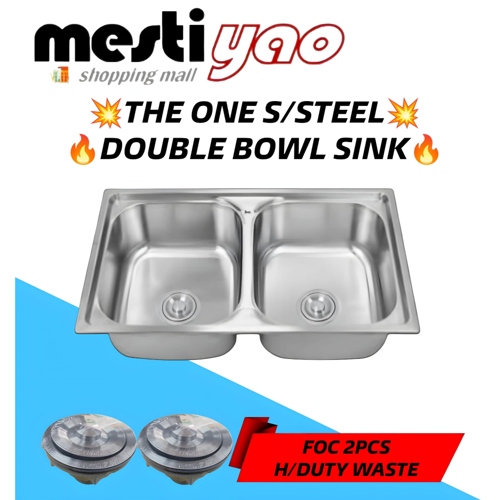 T8000H STAINLESS STEEL DOUBLE BOWL SINK/SINKI DAPUR DUA LUBANG/SINK ...