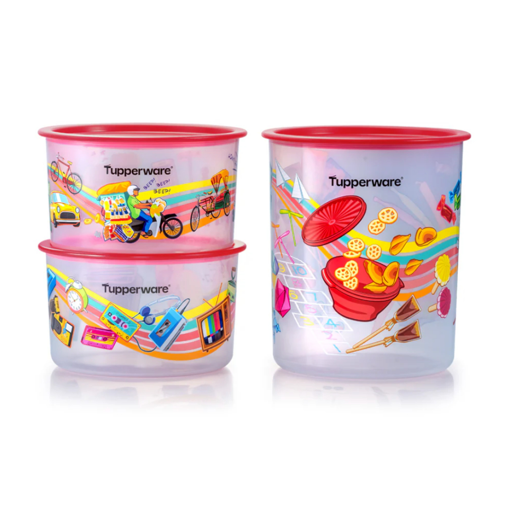 Tupperware OT One Touch Large Set Canister Bekas Kuih 1.4L/3L Kedap Udara Airtight Food ...