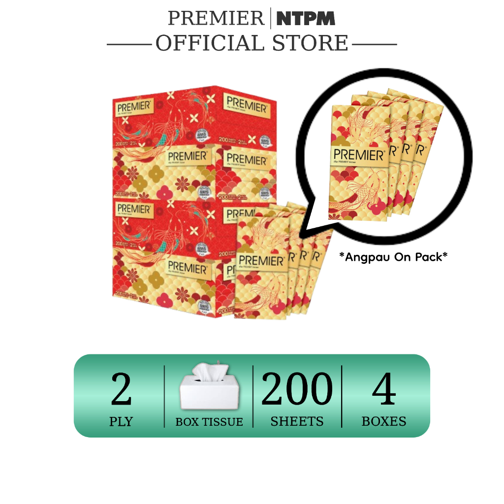 Premier CNY Box Facial Tissue (200's x 4 box) | Shopee Malaysia
