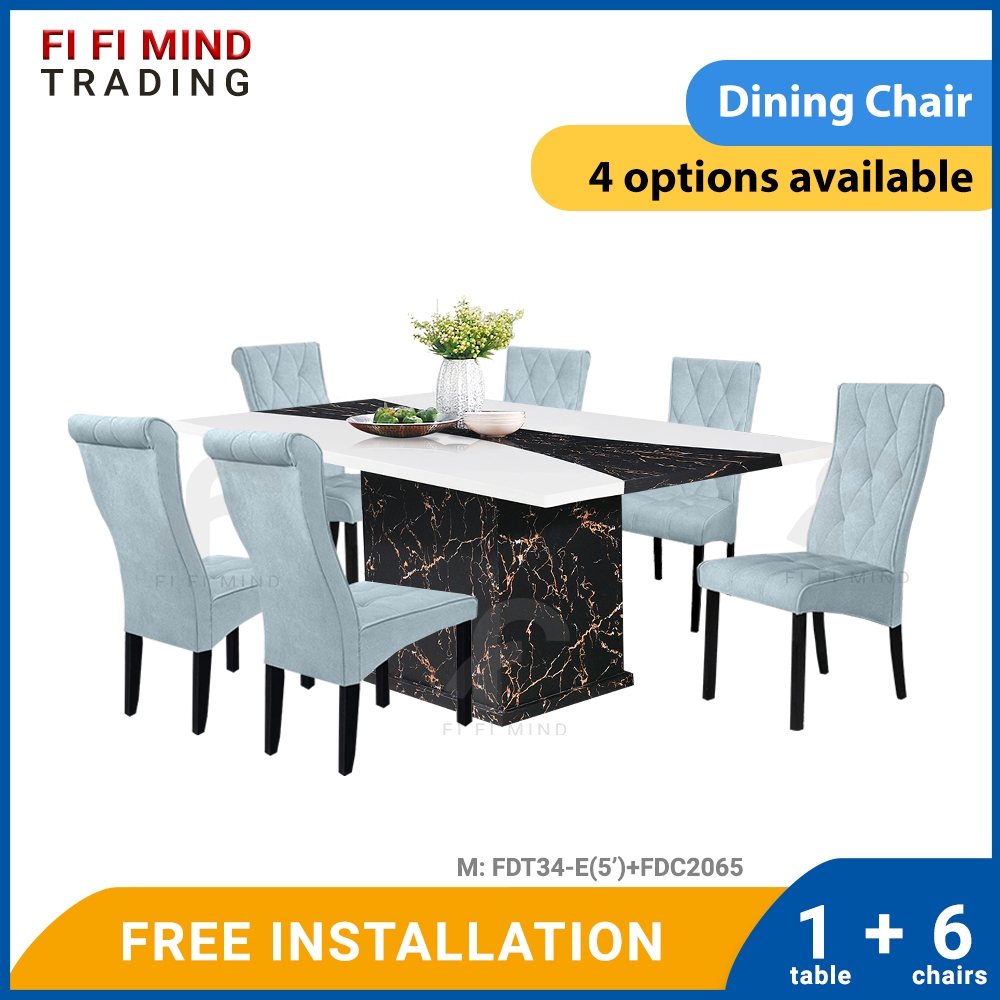 Gosta Marble Dining Table Set/ Dining Table 6 Seater/ Meja Makan 6 ...