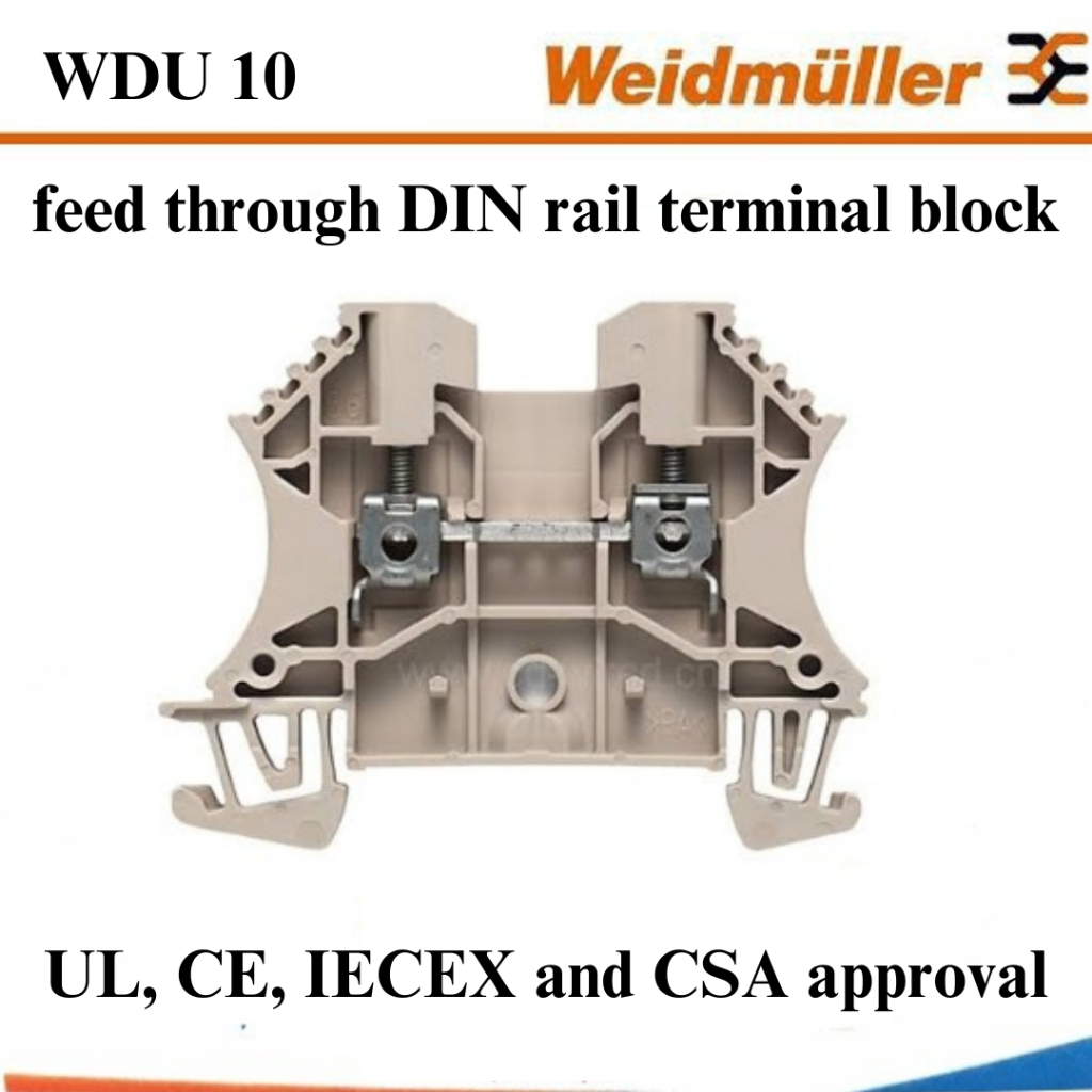 WDU10 Weidmuller feed through DIN rail mount terminal block with screw ...
