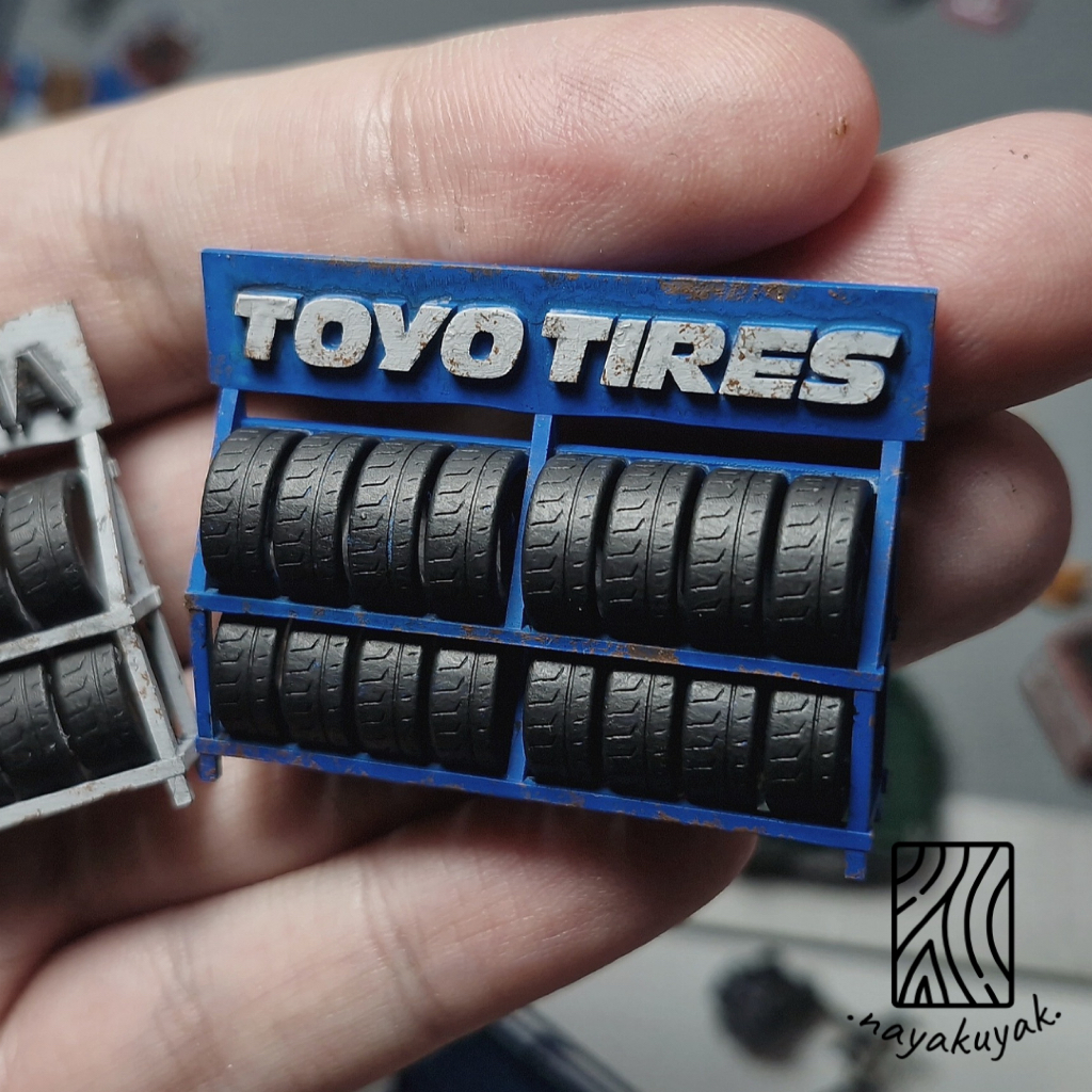 Tire Rack for Garage 1/64 Scale Diorama Yokohama Dunlop Toyo Tires ...