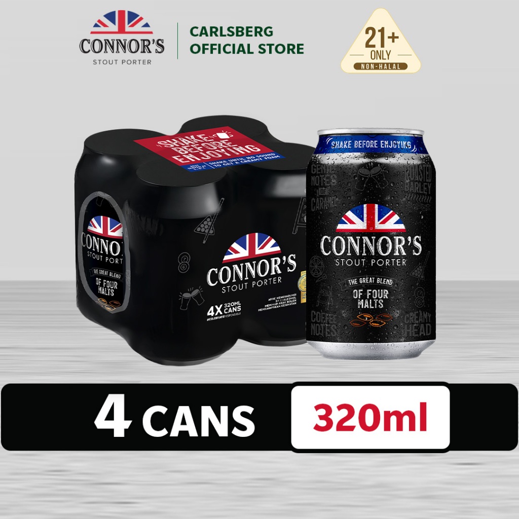 Connor's Stout Porter Can Premium Stout Beer 5.0% Alcohol (320ml x 4 ...