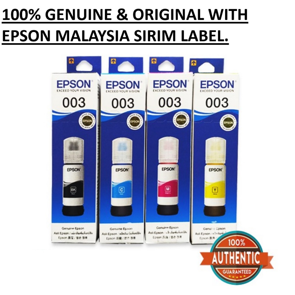 (Malaysia Sirim Label) Epson 003 Refill Ink Box Packaging - 100% ...