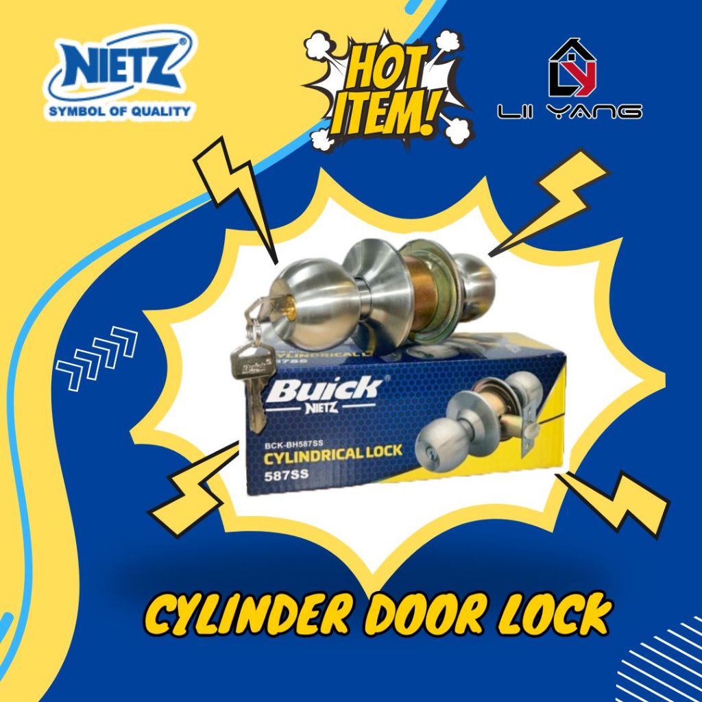 Nietz Buick Premium Stainless Steel Cylindrical Door Lock Entrance Lock ...
