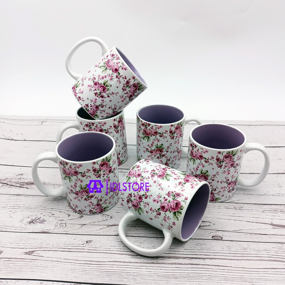 6 Pcs 300ml Porcelain 2-Tone Mug Set Tea Coffee Cup Oven And Dishwasher ...