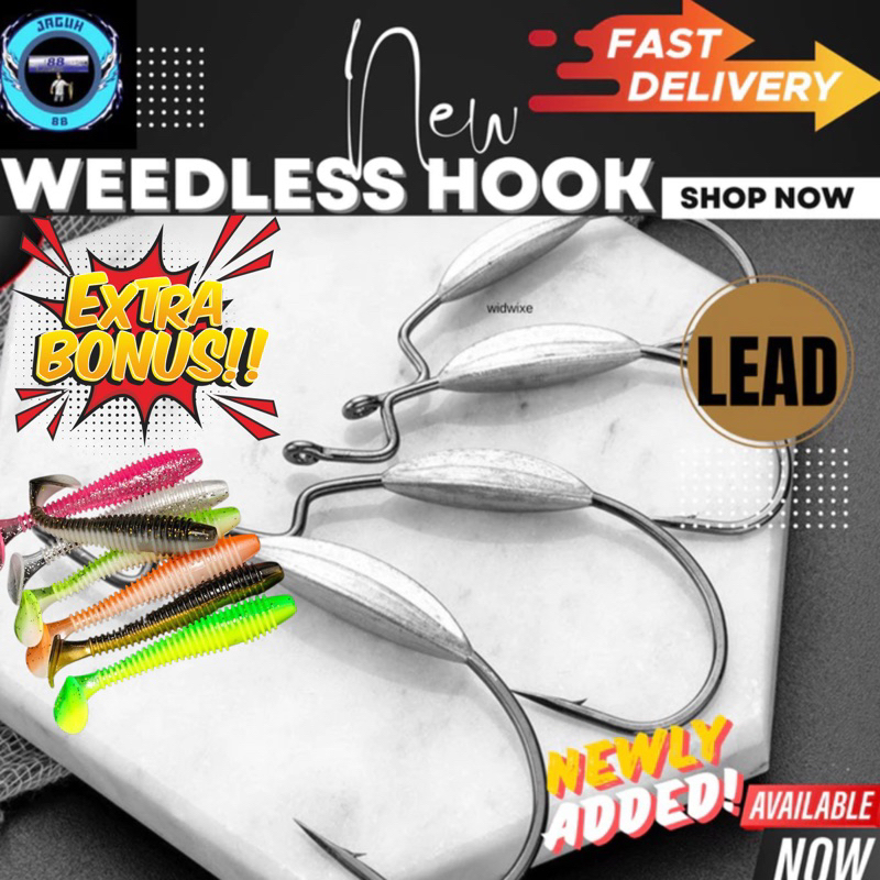【Lead】weedless hook/ soft plastic hook/mata kail soft plastic casting ...