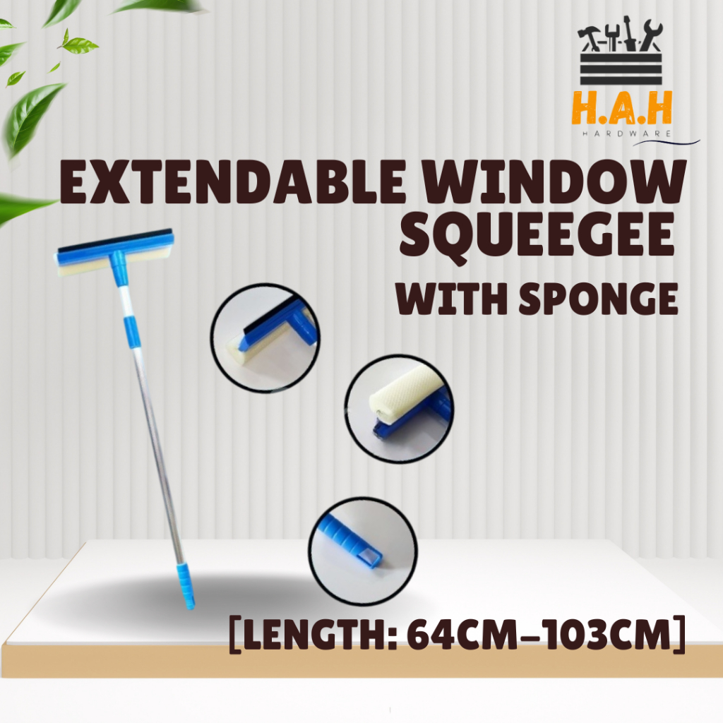 EXTENDABLE WINDOW SQUEEGEE WITH SPONGE TELESCOPIC WINDOW WIPER GLASS ...