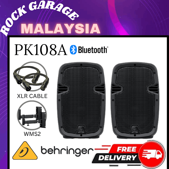 Behringer PK108A Active 250W 8" PA Speaker System with Bluetooth With ...