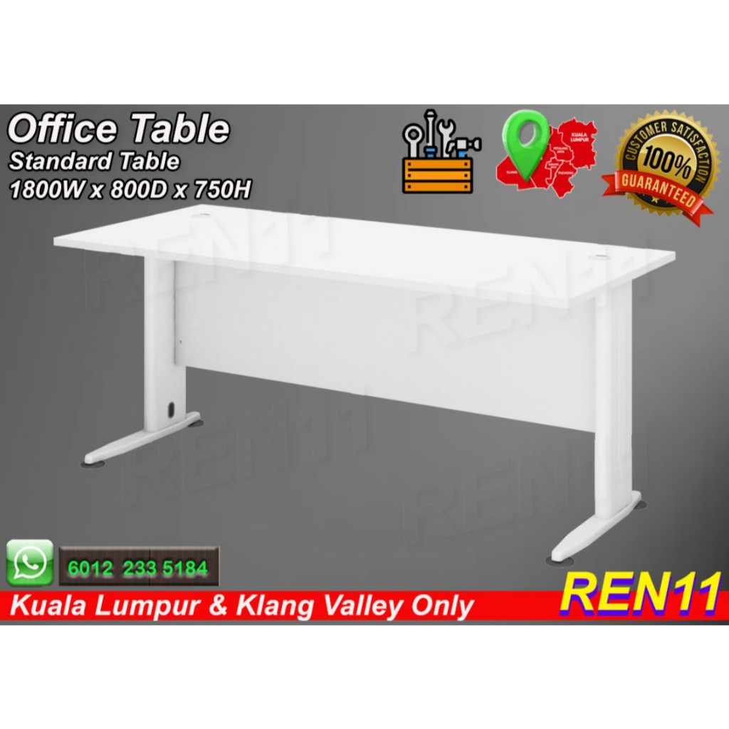 Office Table - 4ft/5ft/6ft Standard Table with white metal leg & tel ...