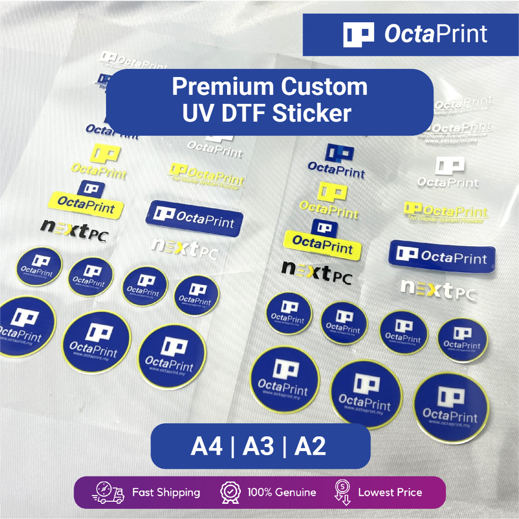 [Fast Shipping] Premium Full Colour 3D Custom UV DTF Sticker Printing A4 | A3 | A2 | Shopee Malaysia