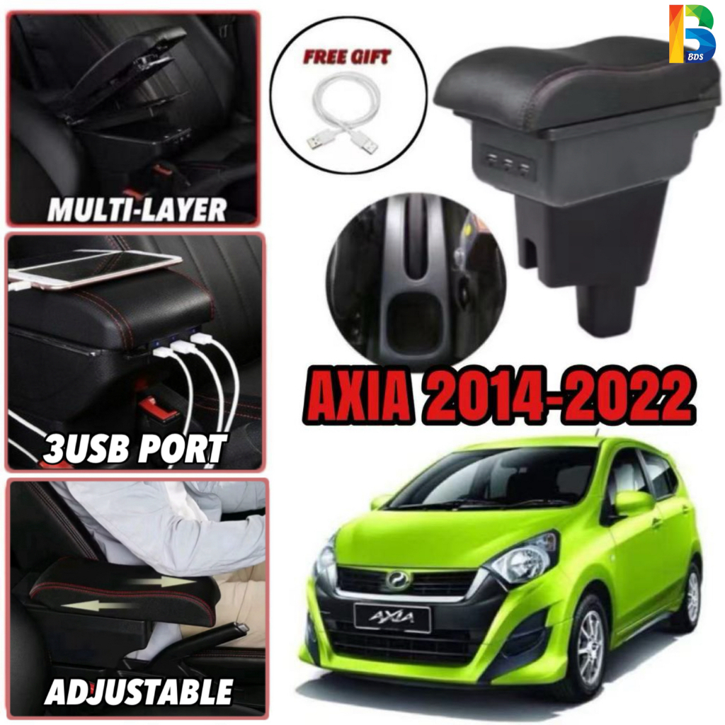 PERODUA AXIA (2014-2022) USB ARMREST Adjustable 3 USB Charging Port ...