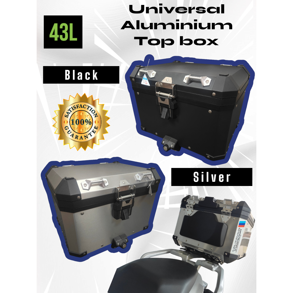 BMW ALUMINIUM UNIVERSAL TOP BOX STAINLESS STEEL KOTAK MOTORSIKAL ...