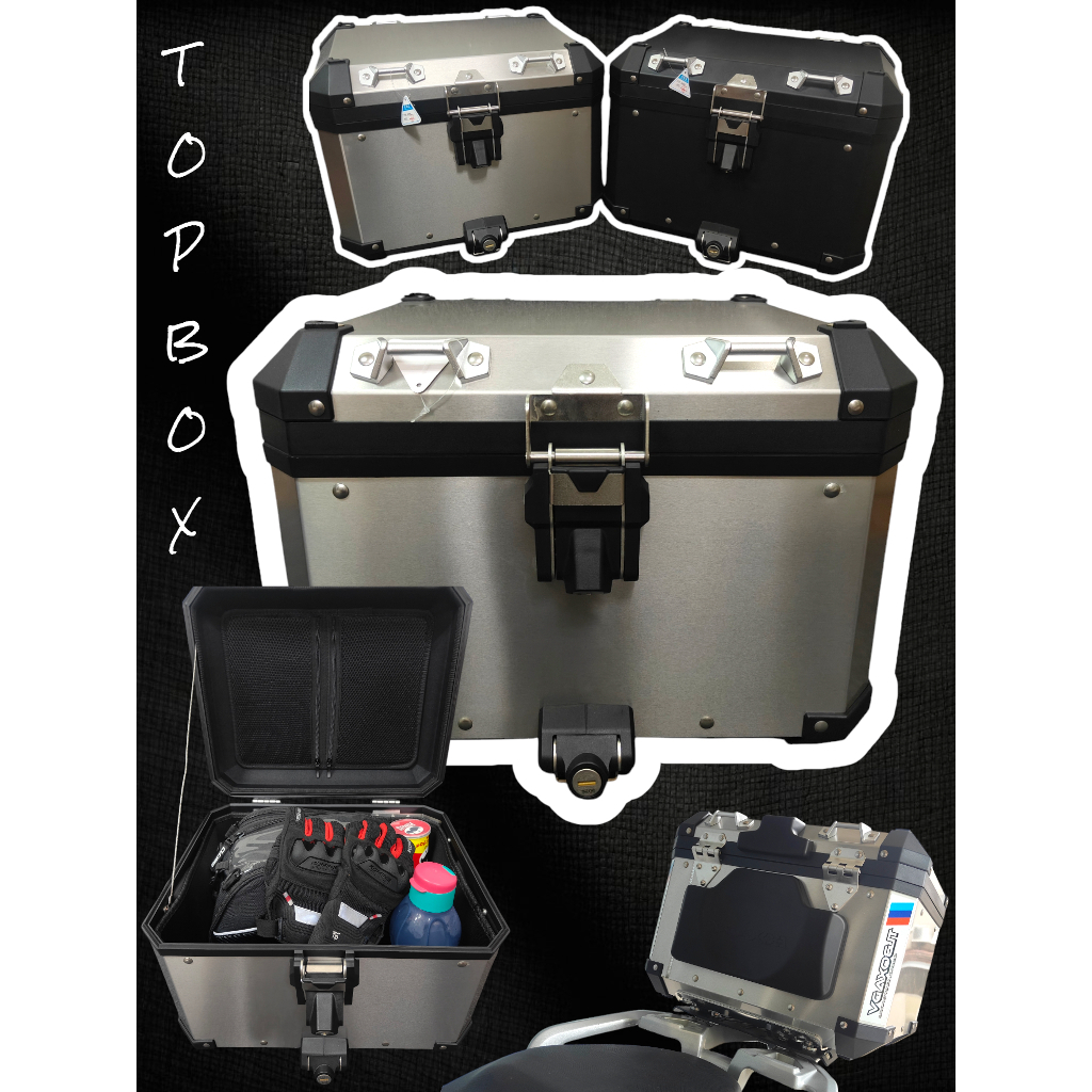 BMW ALUMINIUM UNIVERSAL TOP BOX STAINLESS STEEL KOTAK MOTORSIKAL ...