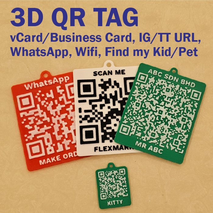 3D Printed QR Business Card vCard, QR WhatsApp Phone Contact, IG/TT QR ...
