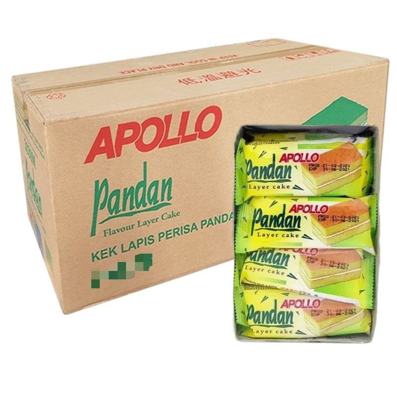 [1CTN] APOLLO A3030 PANDAN CAKE 12 BOX (24X16G) HALAL | Shopee Malaysia