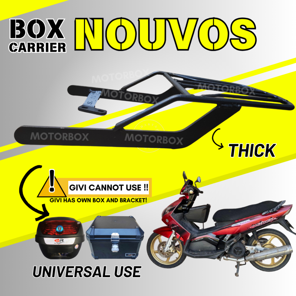 NOUVOS FIRST MODEL REAR BOX MONORACK BOX CARRIER BRACKET KAKI TABAK HEAVY DUTY KOTAK BESI ...