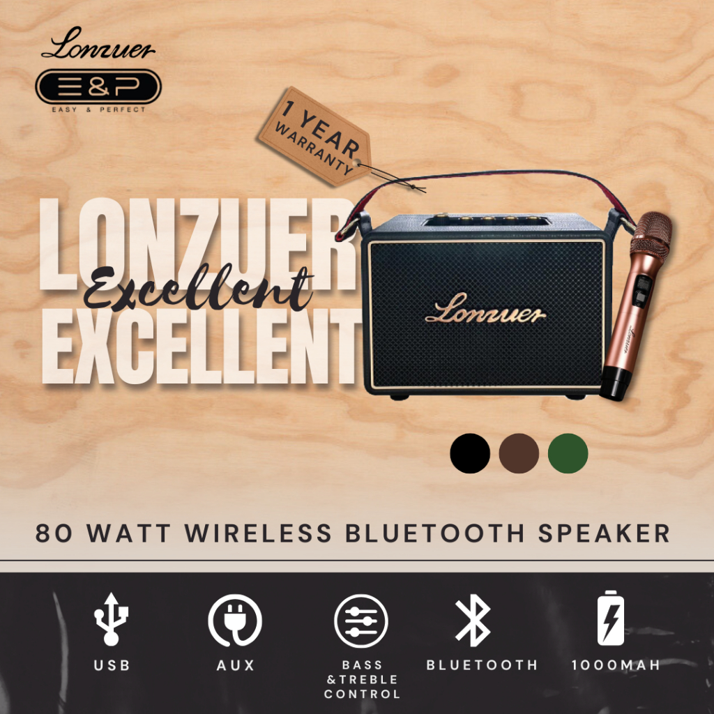 Lonzuer Excellent Pembesar Suara Bluetooth 80wat Kuasa Audio | Shopee ...