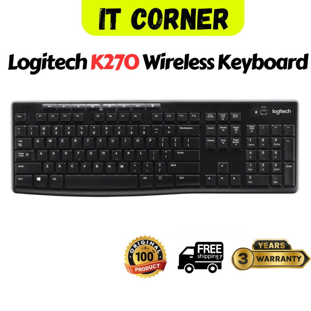 Logitech K270 Wireless Keyboard for Windows, 2.4 GHz Wireless, Full ...