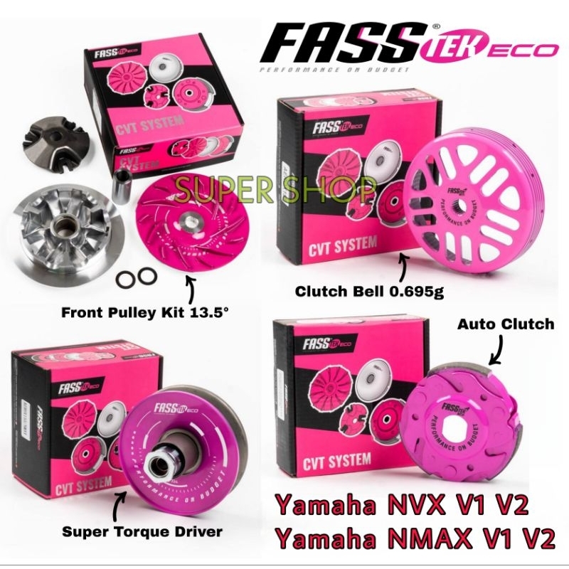 🔥100% ORIGINAL🔥 FASSTEK ECO Racing Front Pulley Kit Auto Clutch Bell Torque Driver Yamaha NVX ...