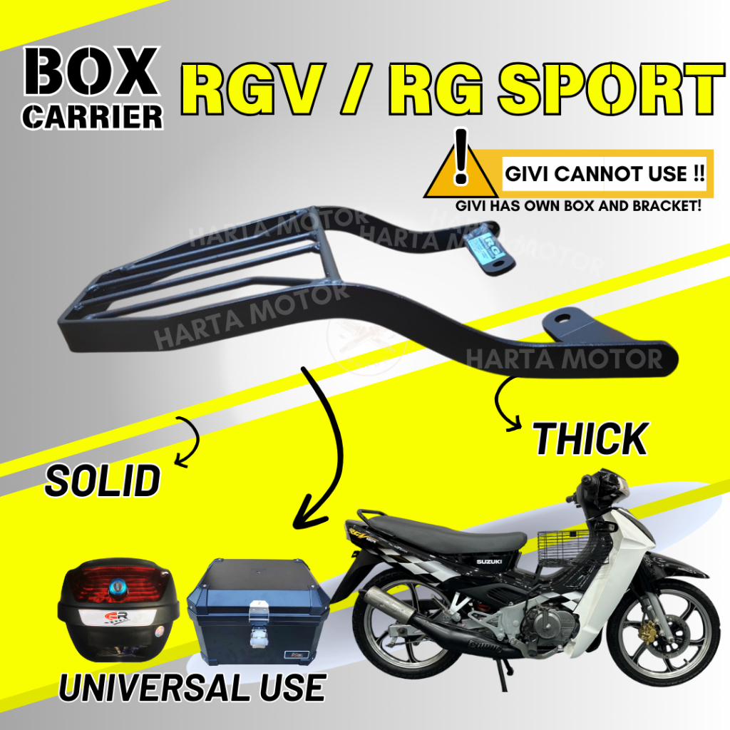 SUZUKI RGV RG110 RG SPORT 110 REAR BOX MONORACK BOX CARRIER KAKI HEAVY DUTY PVC KOTAK BESI ...