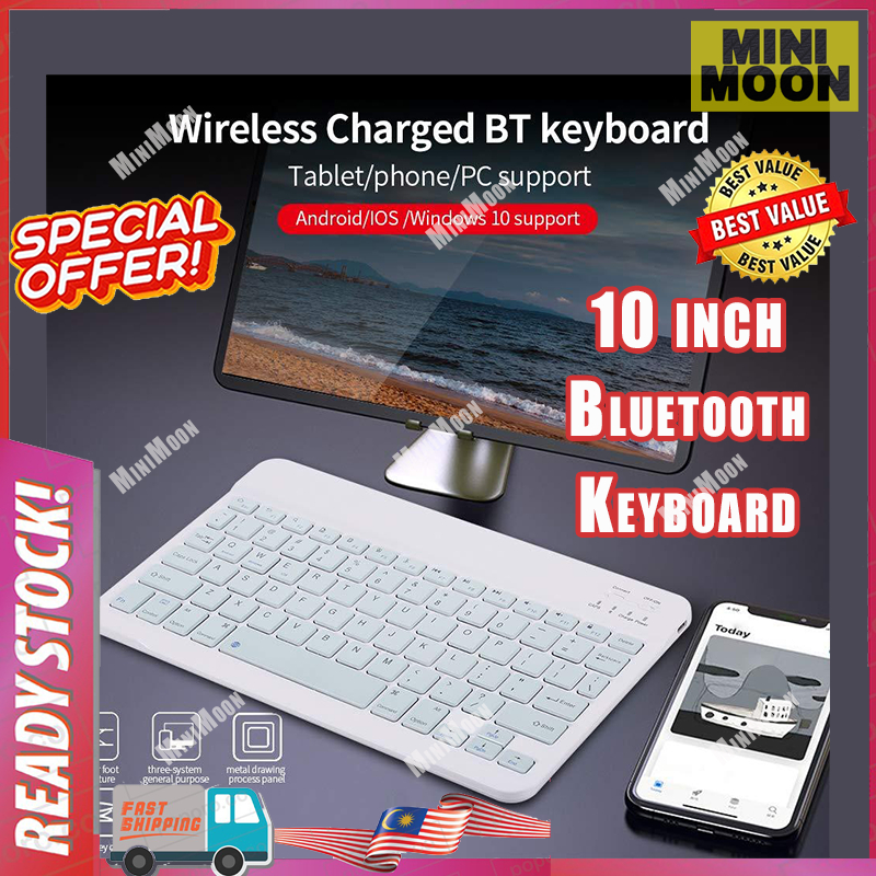 10 Inch Mini Bluetooth Wireless Keyboard Android Windows Tablet Air Slim Keyboard 蓝牙无线键盘 ...